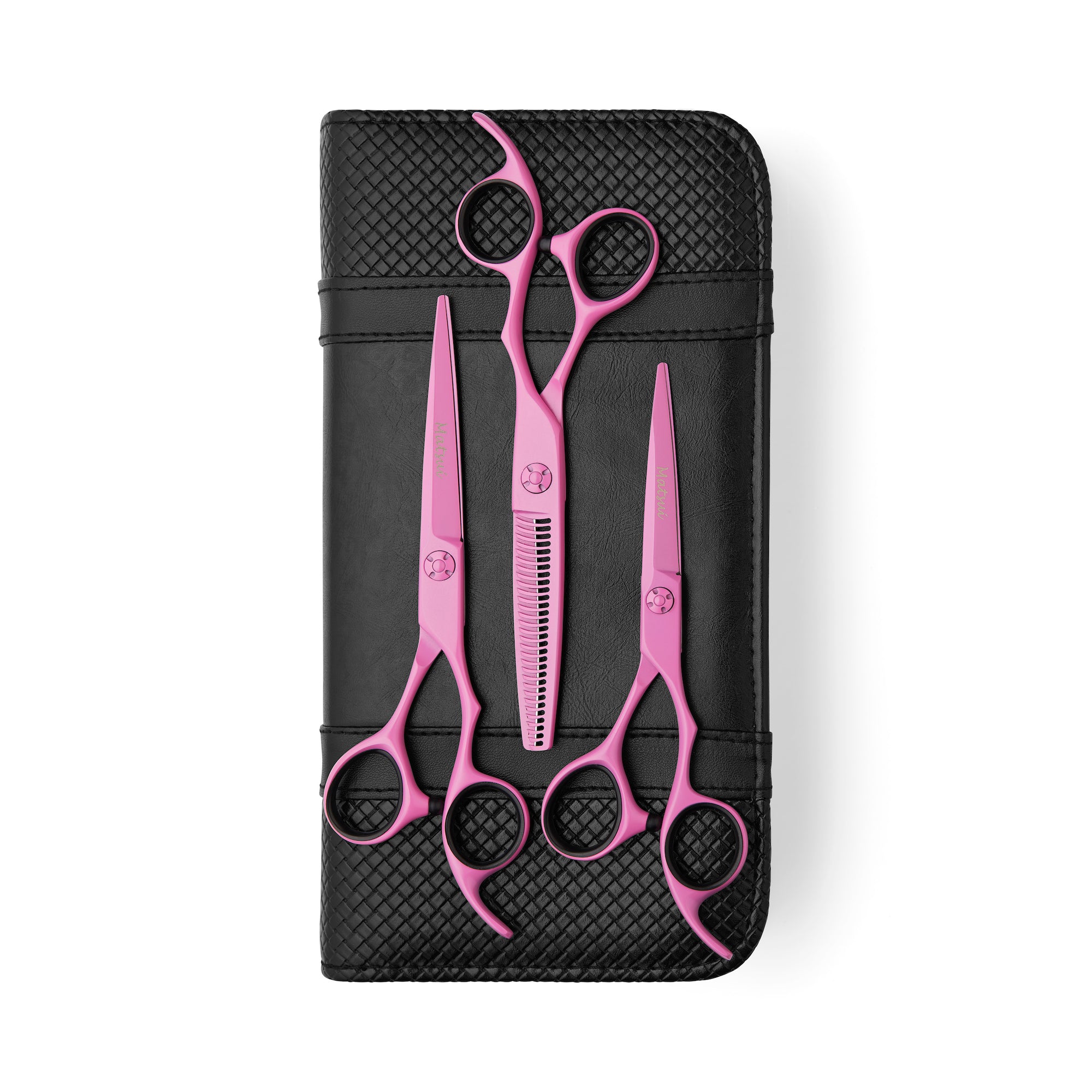 Matsui 2026 Neon Pink Offset Hairdressing Scissors, Triple Set